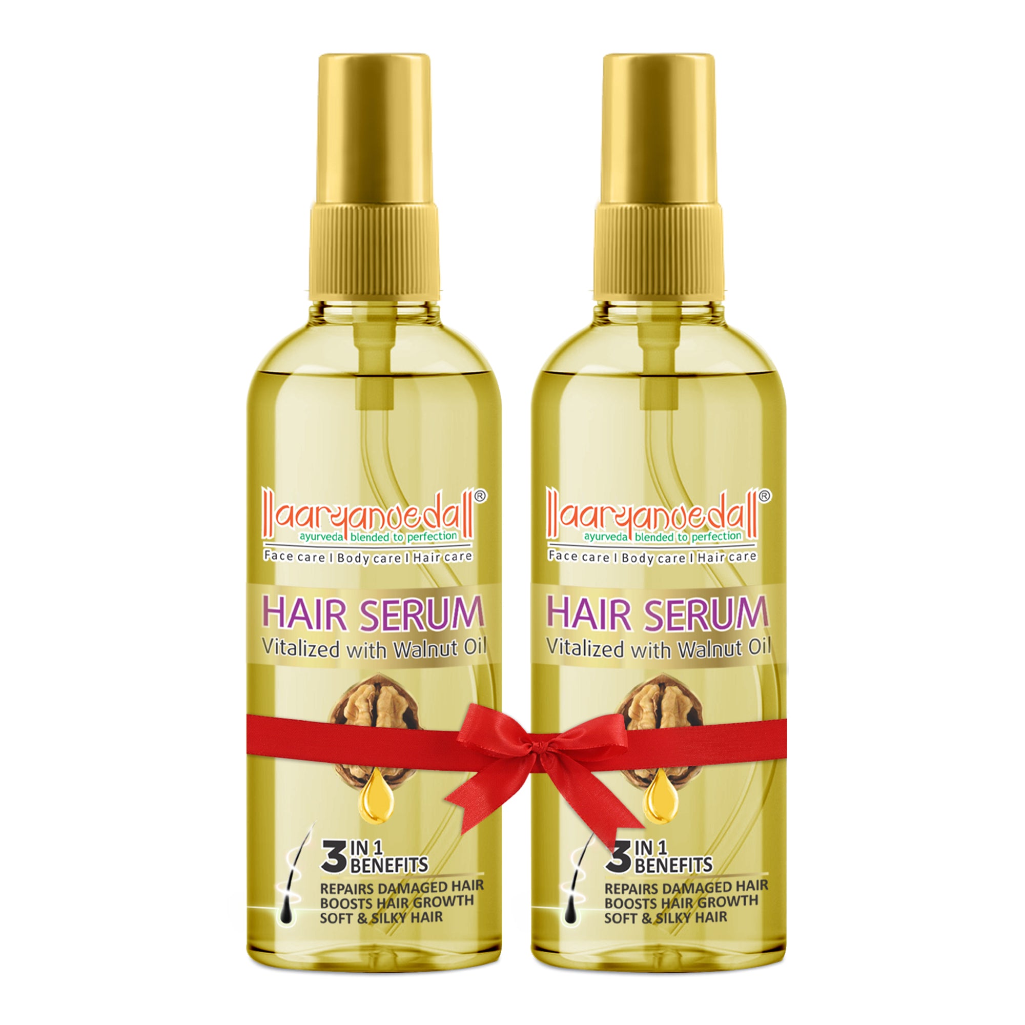 Walnut Hair Serum Vitalized with Walnut Oil-100ml(Pack of 2) – Aaryanveda